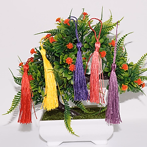 VAPKER 100 Pieces Light Gold 13cm/5-Inch Silky Handmade Soft Tassels Floss Bookmark Tassels with 2-Inch Cord Loop for Jewelry Making, DIY Projects, Bookmarks