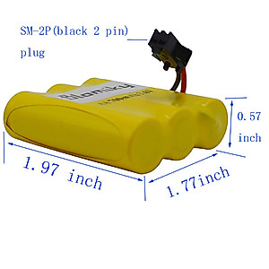 Blomiky 2 Pack 3.6V 700mAh AA Nicd Rechargeable Battery Pack with SM-2P 2 Pin Plug and USB Charger Cable for SY-E571 RC Excavator RC Cars 3.6V Battery and USB 2