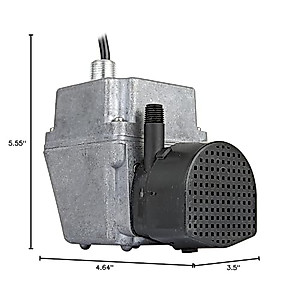 Little Giant 2E-NYS 115 Volt, 1/40 HP, 300 GPH, Cast Aluminum Submersible Parts Washer Pump for Unheated Stoddard Solvent or Deodorized Kerosene with 6-Ft. Power Cord (Plug-less), Grey, 502020