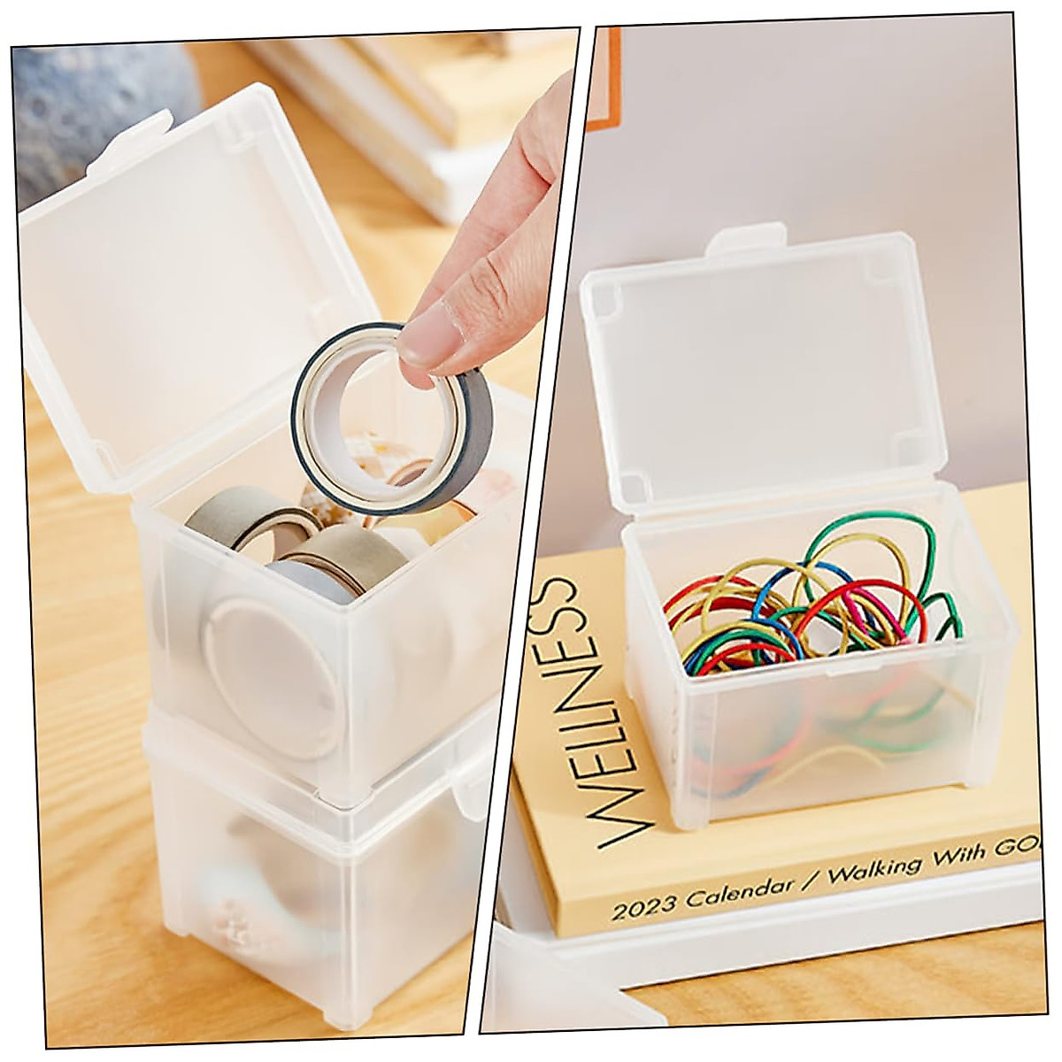 Operitacx 2pcs Cards Mini Boxes Tarot Card Case Small Storage Boxes for Organizing Card Holders Bead Container Card Cases Parts Storage Flash Card Photo Office Plastic