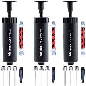 The Friendly Swede Ball Pump for Sports Balls, Including Ball Pump Needles and Nozzles, Hand Air Pump for Balls, Basketball Pump, Hand Pump for Inflatables, Soccer Ball Pump - Black (3 Pack)