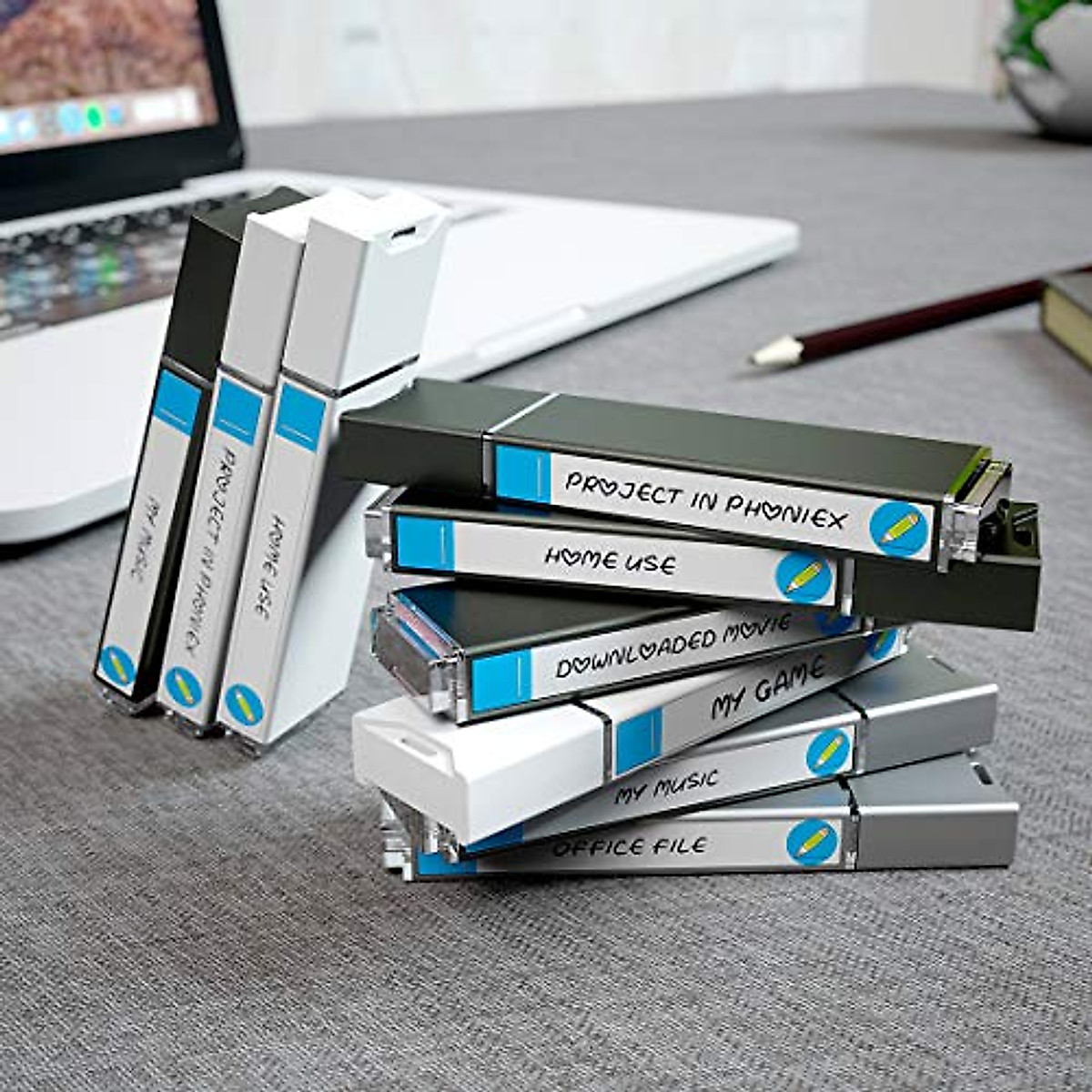 MEINAMI 32GB USB2.0 USB Flash Drive with Writable Label USB Thumb Drive with Sticker Memory Stick with Tag,3 Pack