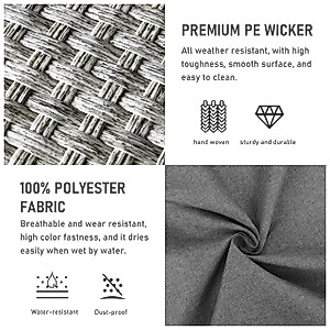 WAROOM Patio Furniture Set 6 Piece Grey Wicker Outdoor Furniture Patio Sectional Sofa Couch PE Rattan Conversation Sets with Fire Pit Table, Grey Cushion