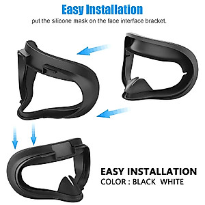 VR Silicone Face Cover for Oculus Quest 2 Headset with Protective Lens Cover Accessories Sweat Proof(Black)