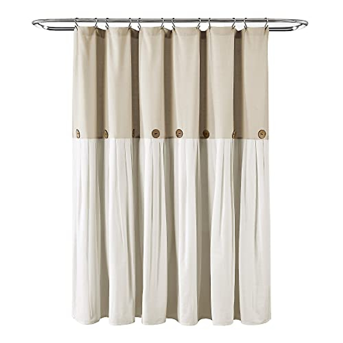 Lush Decor Linen Button Shower Curtain, 72" x 72"