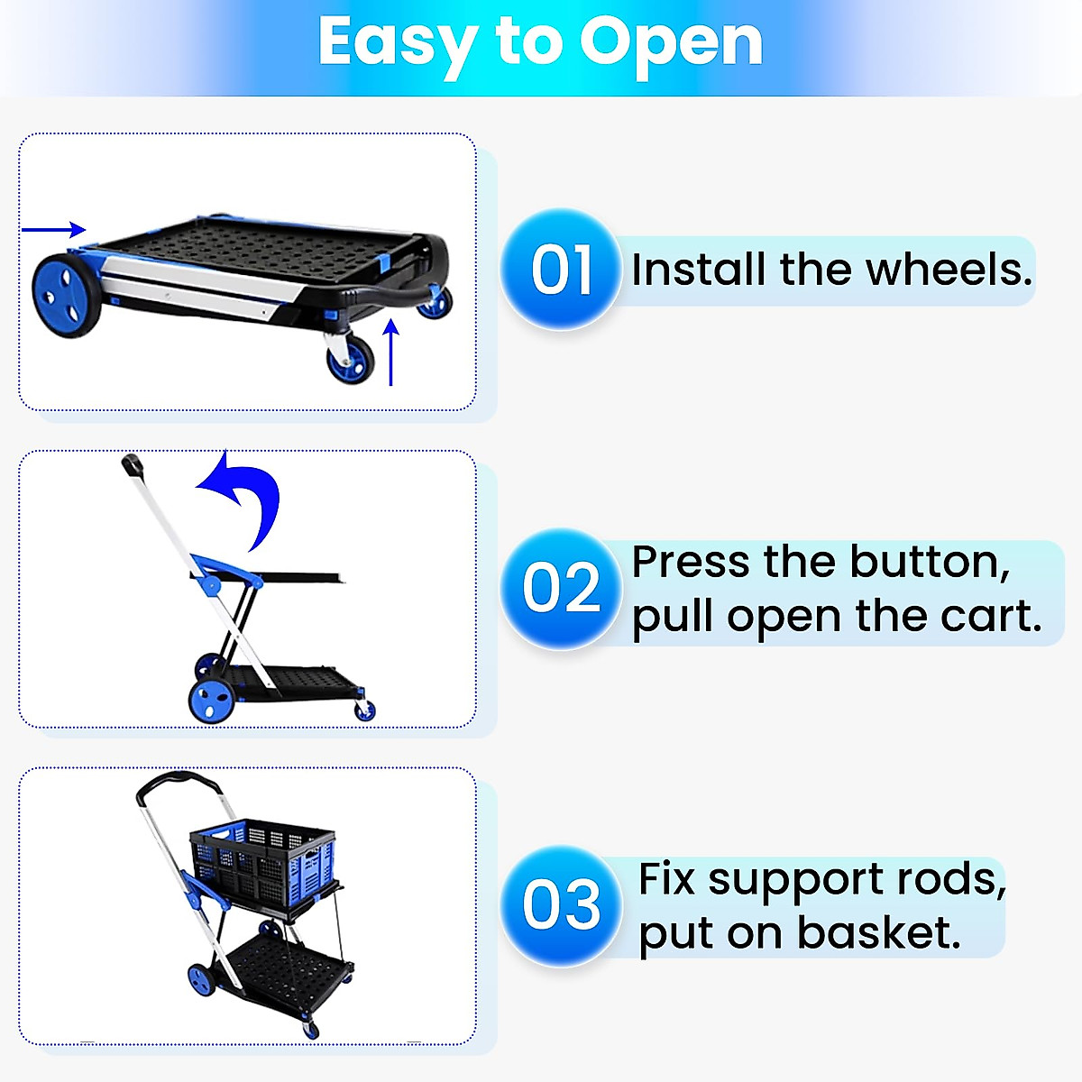 Hand Truck Dolly Foldable, 330LBS Capacity Portable Folding Hand Truck with Retractable&Adjustable Handle, Convertible Hand Cart with 4 Wheels for Heavy Duty, Collapsible Dolly Cart for Moving