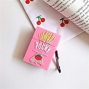 Mulafnxal for Airpods 1&2 Case, Cute 3D Funny Cartoon Soft Silicone Protective Airpod Cover, Fun Food Biscuit Design Shockproof Skin, Fashion Cases for Girls Kids Teens Boys Air pods (Pink Cookies)