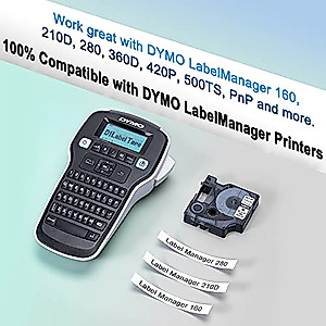 MarkDomain Replacement for DYMO D1 Label Tape 45013 A45013 S0720530 Black on White 1/2 Inch Label Maker Refill, Compatible with DYMO LabelManager 160 280 210D 360D 420P COLORPOP Label Makers, 5 Pack