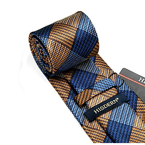 HISDERN Lot 3 PCS Classic Men's Tie Set Necktie & Pocket Square Elegant Neck Ties Collection,T3-s7,One Size