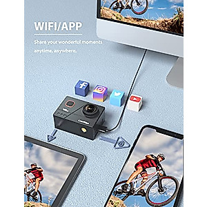 LeadEdge Action Camera 4K/30FPS 20MP EIS Anti-Shake External MIC WiFi 2.0 IPS HD Remote Control Diving 131ft Waterproof Helmet Underwater Cameras…