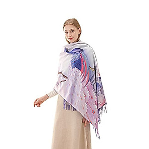 Cutewing Pashmina Shawl Scarf Fashion Peacock Shawl Wraps Large Tassel Scarves Soft Cashmere Blanket Scarf Winter Warm for Women Ladies Gift
