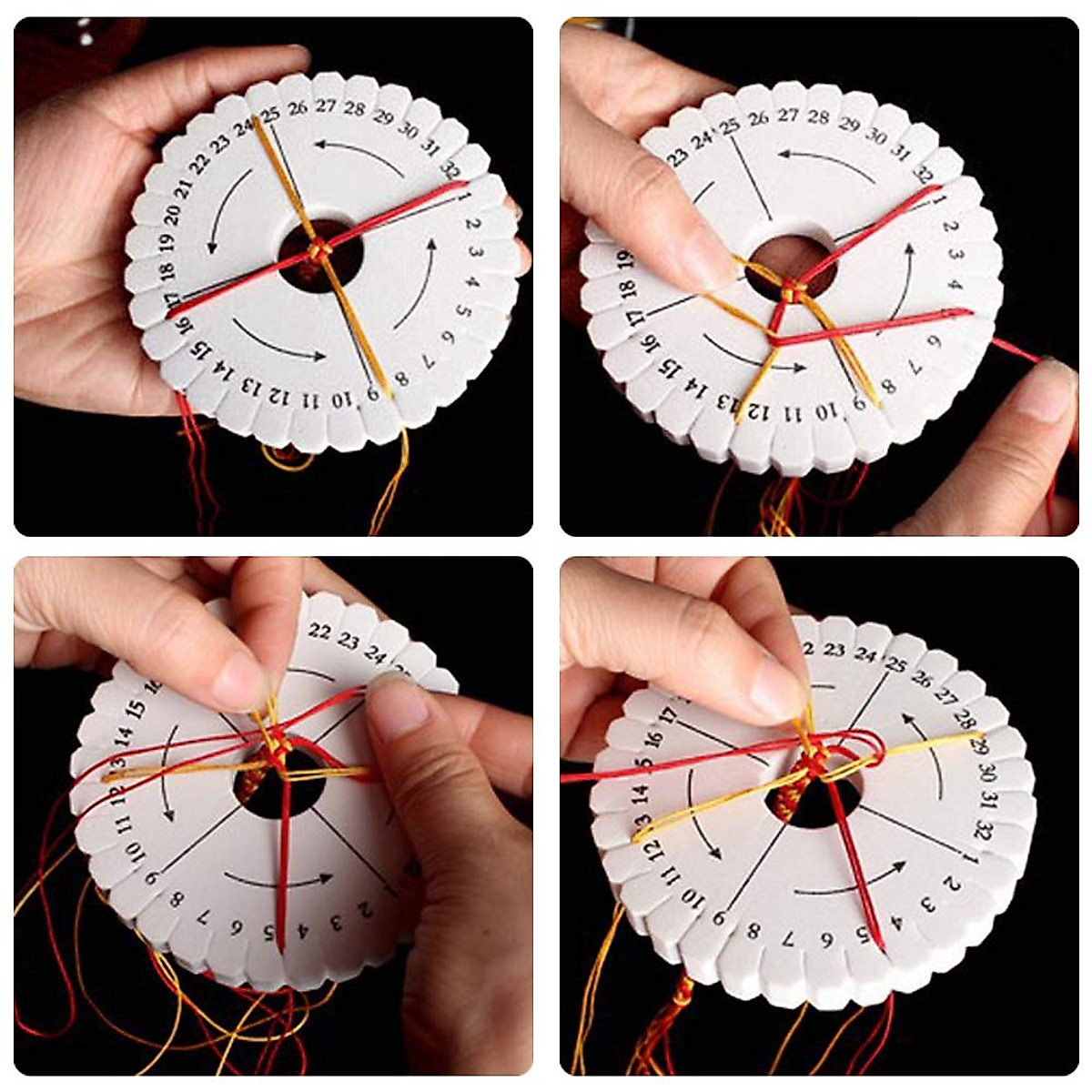 BILLIOTEAM 5 Pieces Braiding Disk Round Square Kumihimo Beading Cord Disc Braiding Braided Plate DIY Bracelet Loom Weaving Board (Round/Square Plate, White)