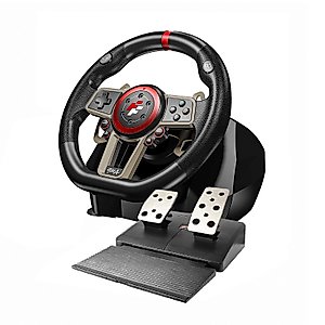 Bonacell Game Racing Steering Wheel, 270/900 Degree PC Gaming Wheel with Universal USB Port and with 2-Pedal Pedals, Suitable for PC, PS3, PS4, Xbox One, Nintendo Switch