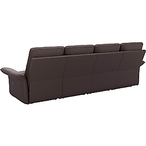 Belffin Brown Leather Recliner Sofa 4-Seater. Office Couch with Recliner, Overstuffed Headrest and Armrest Comfy Recliner Sofa for Living Room.