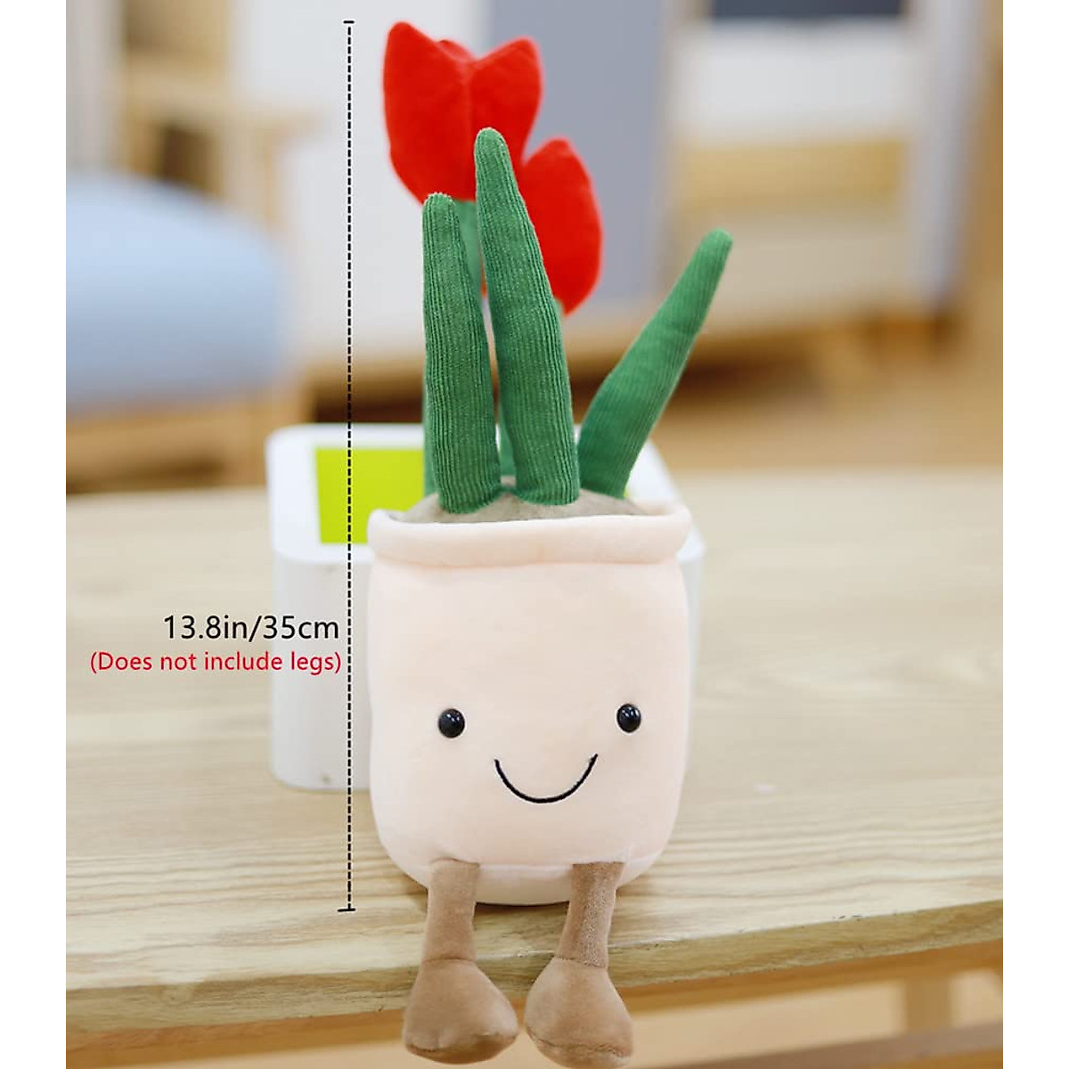 NatureMan Tulip Flower Plush Toy, 13.8" Tulip Flower Pot Stuffed Throw Plushie Pillow Doll, Soft Fluffy Plant Friend Hugging Cushion - Present for Every Age & Occasion (Red)