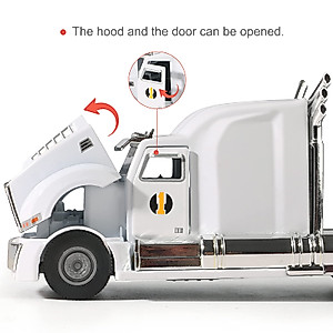 Diecast Semi Truck & Excavator Toy Model Metal Flatbed Truck w/Excavator Tractor Metal Construction Vehicle Models Toys for Kids
