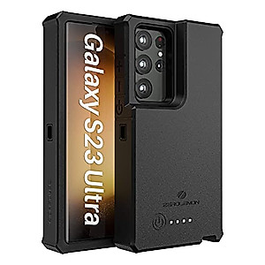 ZEROLEMON Battery Case for Galaxy S23 Ultra 2023 10000mAh, Super Fast Charging Passing Through & Wireless Charging Supported, ZeroShock Extended Charger Case Cover, Black