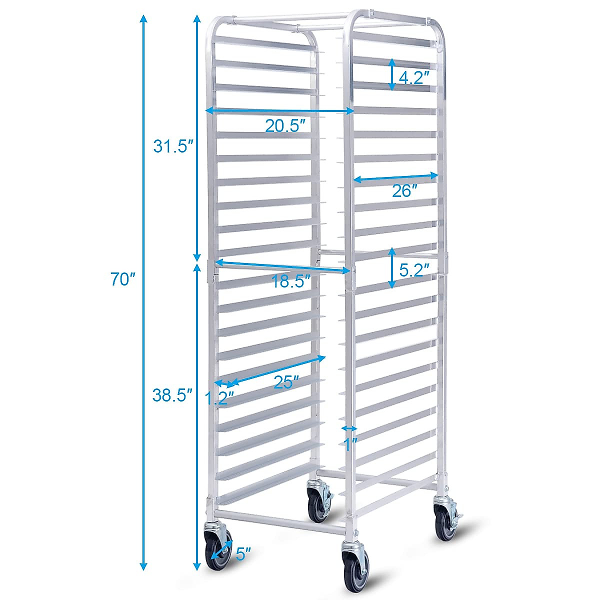 Giantex 20-Tier Kitchen Bun Pan Sheet Rack Aluminum Bakery Rack Home Commercial Kitchen Bakery Cooling Rack w/Wheels 2 Lockable & Open Shelf