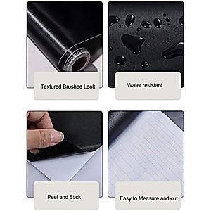 Self Adhesive Thick Vinyl Black Brushed Metallic Stainless Steel Contact Paper for Fridge Refrigerator Dishwasher Stove Kitchen Appliances 15.7x117 Inches