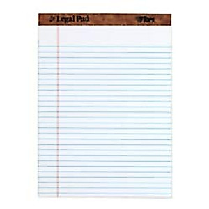 TOPS The Legal Pad Perforated Writing Pads, 8 1/2" x 11 3/4", Legal Ruled, 50 Sheets, White/Blue, Pack of 12