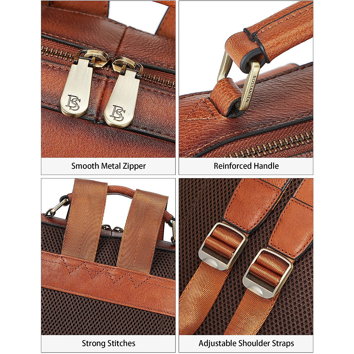 BOSTANTEN Genuine Leather Laptop Backpack 15.6 inch Computer Bag Vintage Business Work Backpack Travel Daypack for Men Women