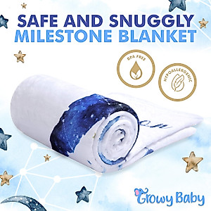 GROWY BABY Monthly Milestone Blanket Boy & Girl - Moon & Owl Baby Monthly Milestone Blanket Baby Boy Gifts - Nursery Decor Newborn Baby Shower Unisex Baby Milestone Blanket Girl - 60"x40"