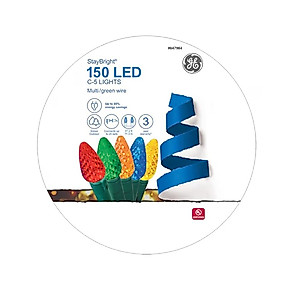 150 LED C-5 Lights Stay Bright Traditional Multicolor Lights Green Wire on Reel
