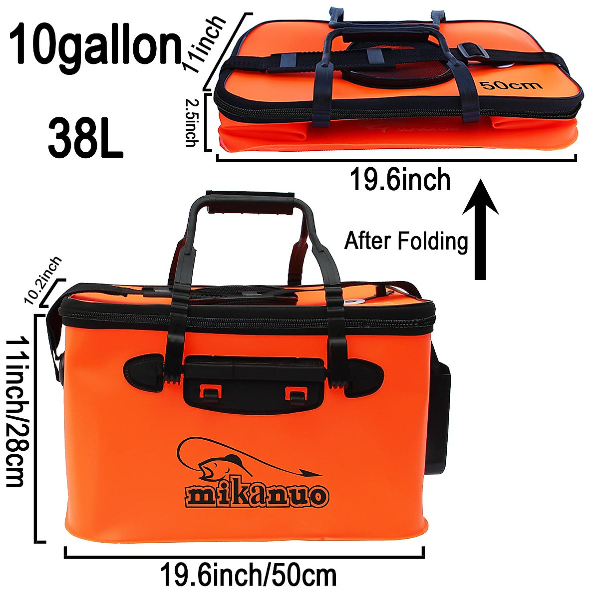 Fishing Bucket,Foldable Fish Bucket, Multi-Functional EVA Fishing Bag for Outdoor, Live Fish Lures Bucket and Fish Protection Bucket,10GAL/8GAL/6GAL/4.8GAL/3GAL Live Fish Container