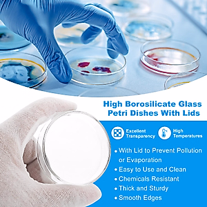 PATIKIL 35mm High Borosilicate Glass Petri Dishes with Lids, 5 Pack Petri Plates for Lab Science Experiment, Clear
