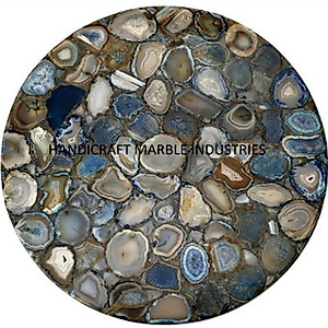 Round Agate Dinning Table 12", Round Coffee Table, Agate Table Top, Agate Coffee Table, Agate Side Table, Grey Agate Geode Table, Turkish Agate