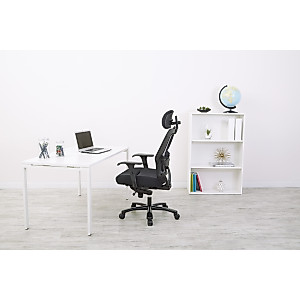 SPACE Seating Big and Tall Dual Layer AirGrid Back and Padded Black Mesh Seat, 2-Way Adjustable Arms, Tilt Tension and Lumbar Support with Gunmetal Finish Base Exucutives Chair with Adjustable Headrest