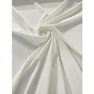 Stretch Crepe Fabric - Versatile Polyester Cloth by The Yard with 2-Way Stretch - Ideal for Dresses, Gowns, Pants, Drapes, and Backdrops - 1 Yard (Off-White)