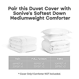 SONIVE Bedding Duvet Cover Set Super Soft and Breathable Double Brushed Microfiber 3 Pieces with Zipper Closure 8 Corner Ties (White, King)