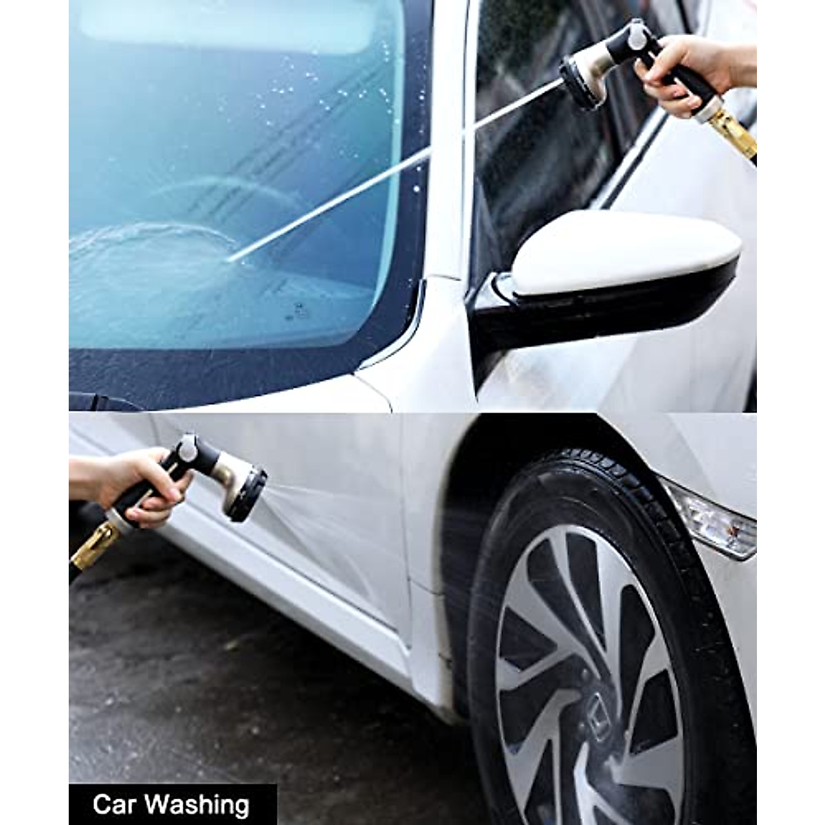 ESOW Garden Hose Nozzle 100% Heavy Duty Metal, Water Hose Sprayer with 8 Watering Patterns, Thumb Control On Off Valve, High Pressure Nozzle Sprayer for Watering Plants, Car and Pet Washing, Black