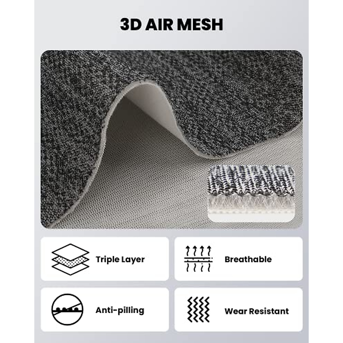 Dripex Mesh Office Chair for Home, Ergonomic Desk Chair with Arms/Lumbar Support/Mesh Back/Adjustable Headrest & Height/Wheels, Computer Chairs Tilt Reclining Swivel Rolling Chair, Grey