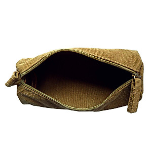 Enyuwlcm Heavy Canvas Stationery Portable Compact Simple Zipper Pencil Case and Durable Small Medicine Bag 1 Pack Khaki