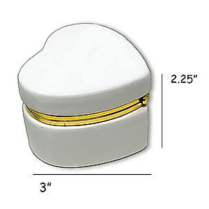 Personalized Jewelry Box - White Heart Trinket Box - Ceramic Jewelry Keepsake or Ring Organizer for Birthday or Wedding with Custom Name