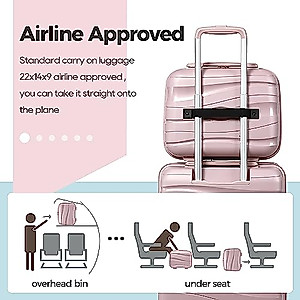 Melalenia Luggage Carry On Suitcase Sets, Expandable PP Hard Shell Suitcase with Spinner Wheels,Travel Luggage with TSA Locks 22x14x9 Airline Approved