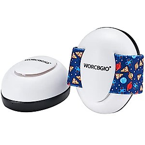 WORCBGIO Infant Ear Protection Headphones with Adjustable Elastic Headband&Comfortable White Muffs Baby Earmuff Helps Sleep Well & Reduce Noise (Planet,White