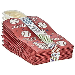 BLUE PANDA Baseball Party Favor Gift Bags with Handles (Red, 5.3 x 9 x 3.15 in, 24 Pack)