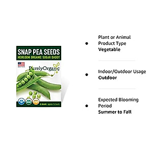 Purely Organic Products Purely Organic Heirloom Snap Pea Seeds (Sugar Daddy) - Approx 90 Seeds