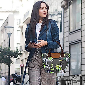 OPUX Large Lunch Bags for Women, Insulated Lunch Tote for Adult Women Work, Tall Reusable Lunch Box Purse for Girls with Pockets for Work Office, Lunch Cooler for Meal Prep, 15 Cans (Floral Gray)