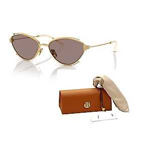 Tory Burch TY6103 32787N 55MM Shiny Gold/Light Purple Brown Sunglasses for Women + BUNDLE With Designer iWear Complimentary Eyewear Kit