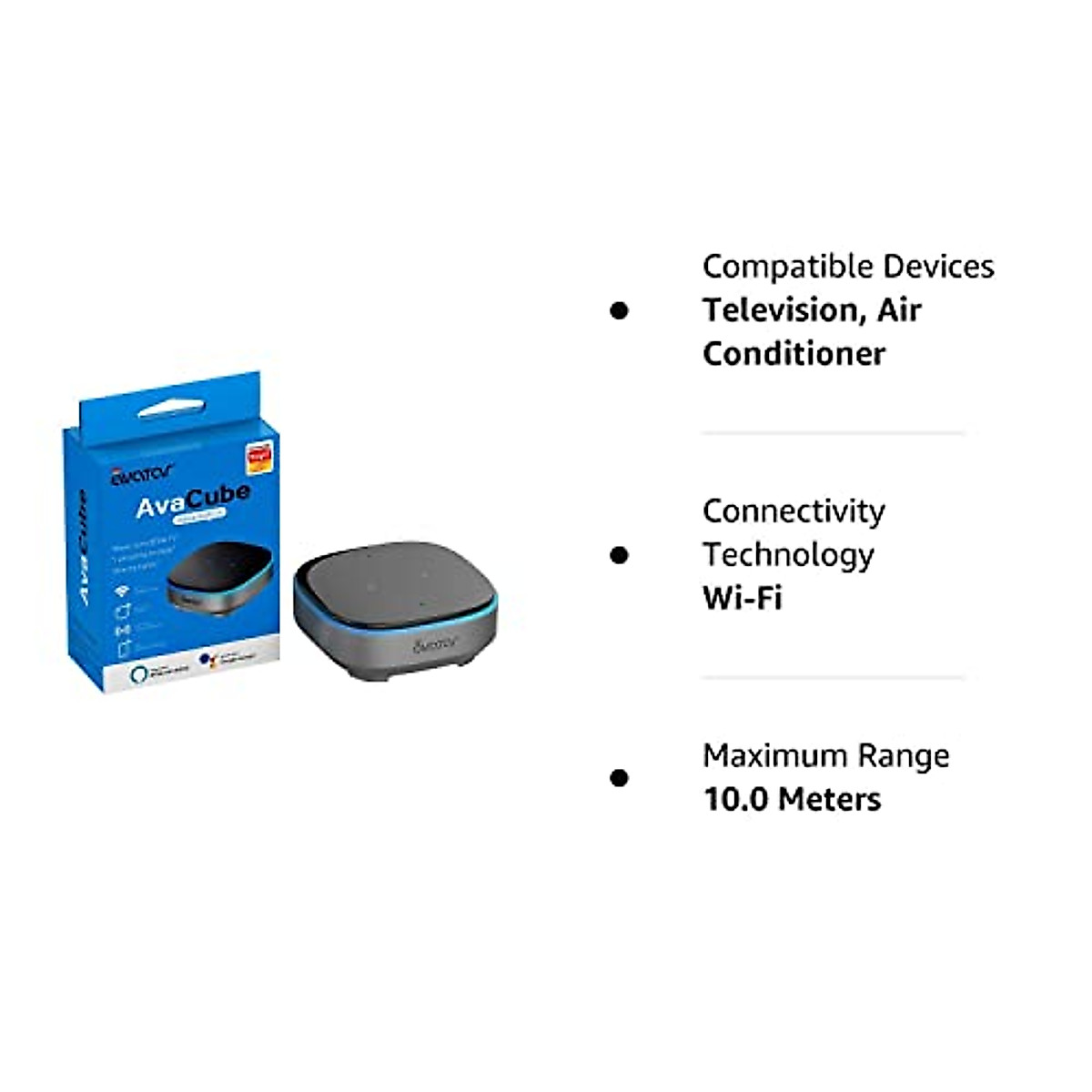 WiFi Smart IR Remote Controller with Alexa Built-in, Voice Control Smart Home/Avatar Controls/Infrared Device, Avacube IR Blaster for TV, STB, DVD, AC, Fan(AI Voice Hub)