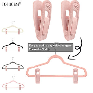 TOFIIGREM Light Pink Velvet Hangers Clips 20 PCS, Non-Slip Velvet Clip for Pant Skirt Velvet Hangers, Strong Baby Kids Velvet Hangers Clips
