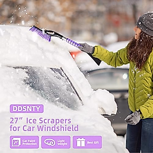 DDSNTY Purple 27”Snow Brush and Detachable Ice Scraper, 1 PC Snow Brush and Ice Scraper Set,Comfortable Foam Grip,Detachable Scraper,Suitable for car SUV and Truck Purple