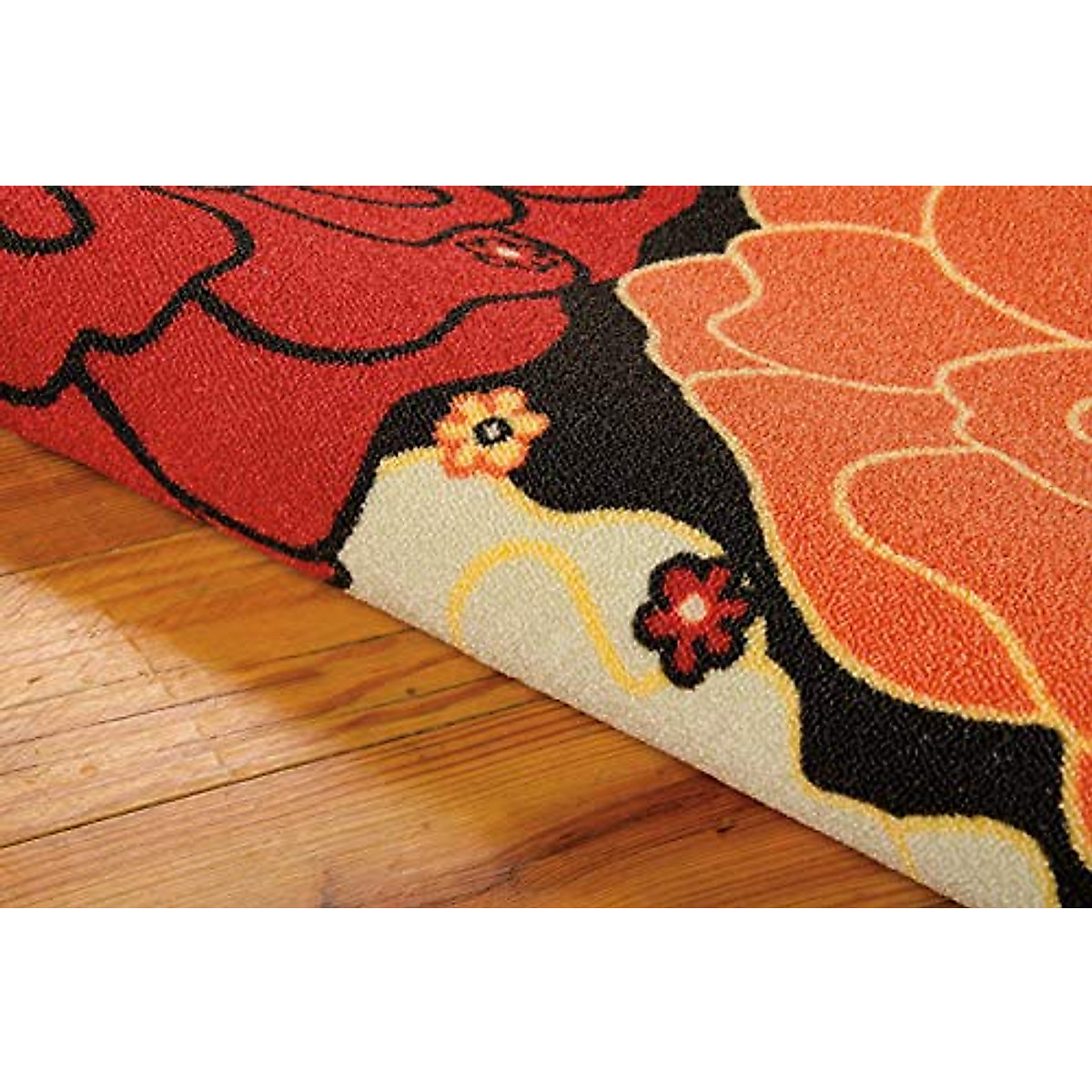 Nourison Home & Garden Indoor/Outdoor Black 5'3" x 7'5" Area-Rug, Easy washing, Non Shedding, Bed Room, Living Room, Dining Room, Kitchen (5x7)