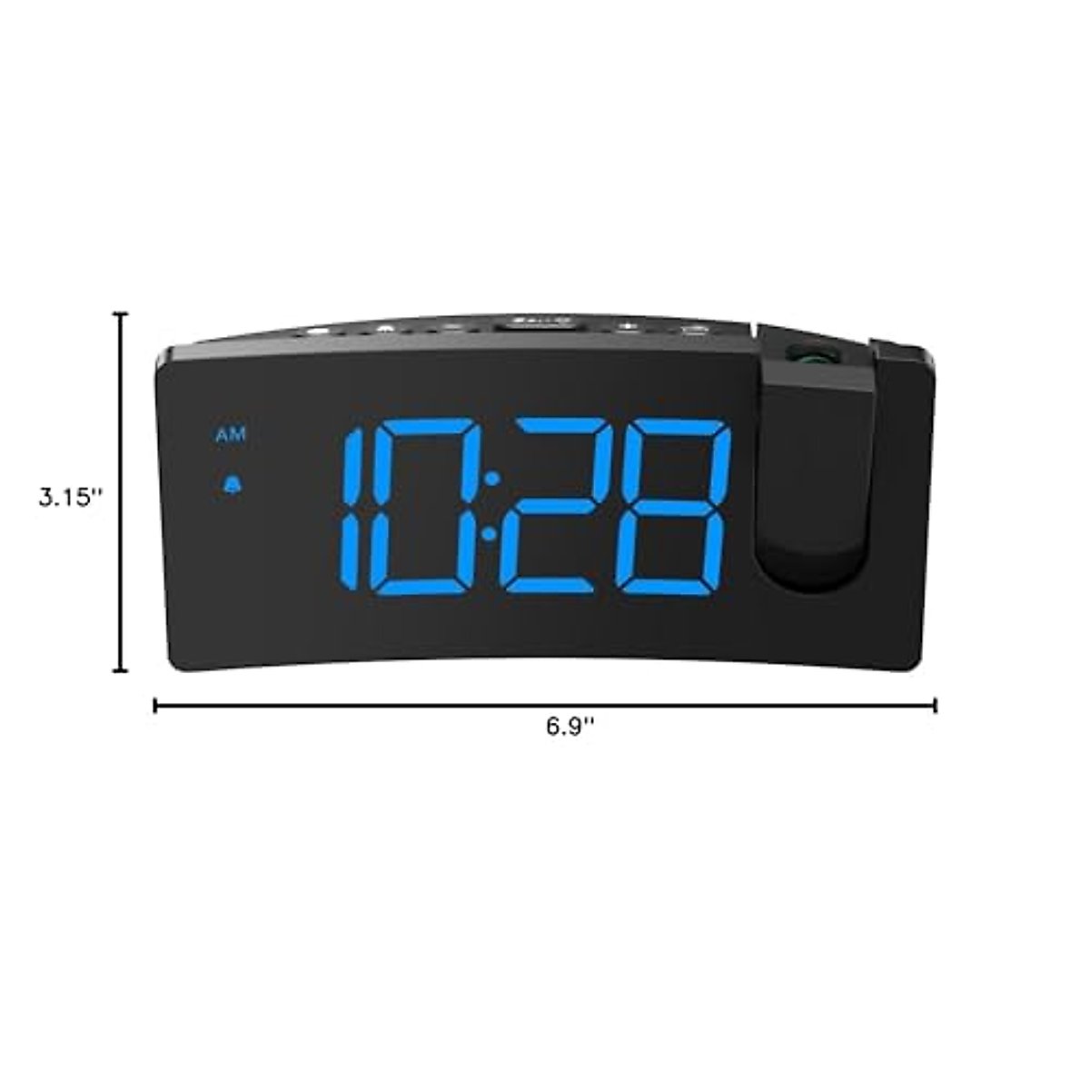 GOLOZA Projection Alarm Clock, Digital Clock with 180° Rotatable Projector, 3-Level Brightness Dimmer, Clear LED Display, USB Charger, Progressive Volume, 9mins Snooze,12/24H, for Bedroom