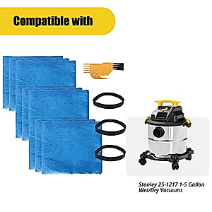 S SMILEFIL 9 Pack Blue Cloth Reusable Dry Filter Bags Compatible with Stanley 25-1217 1-5 Gallon Wet/Dry Vacuums
