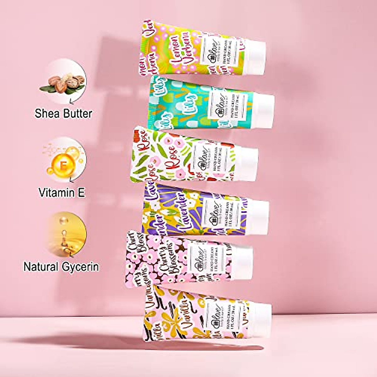 Hand Cream Gift Set - Hand Lotion Gift Set for Dry Crack Hands, Travel Moisturizing Hand Lotion with Vitamin E, Hand Cream Gift Set for Women Christmas Birthday Valentine. Pack of 6,1.0 oz Tube